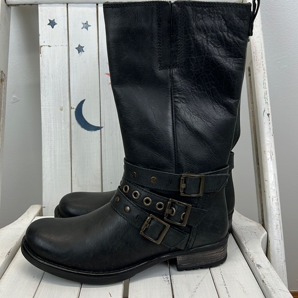 Eric Michael | Shoes | Eric Michael Leather Moto Biker Calf Boots Size ...